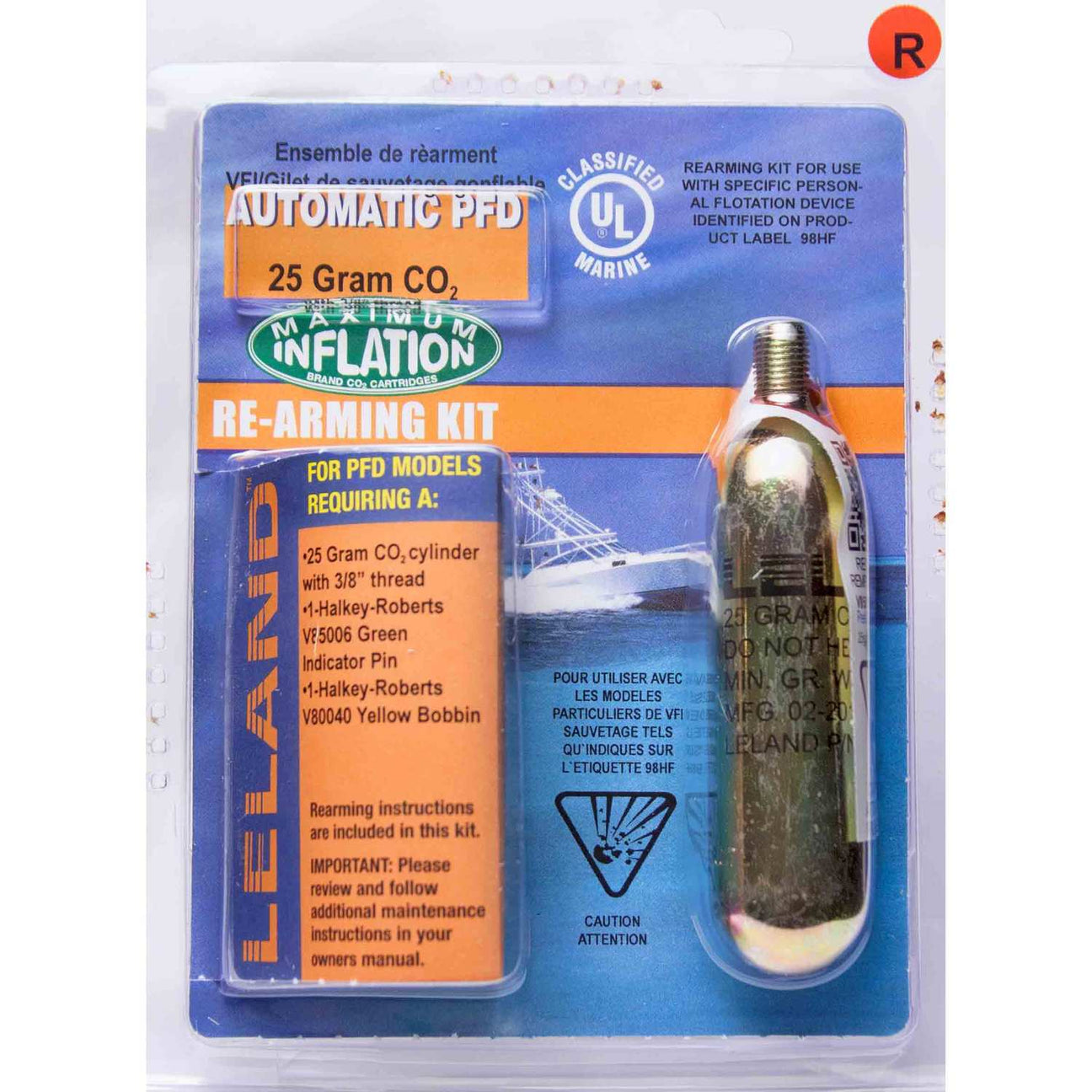 LELAND–Inflatable Life Jacket Rearming Kit, Automatic, 25 g., 3/8" Thr ...